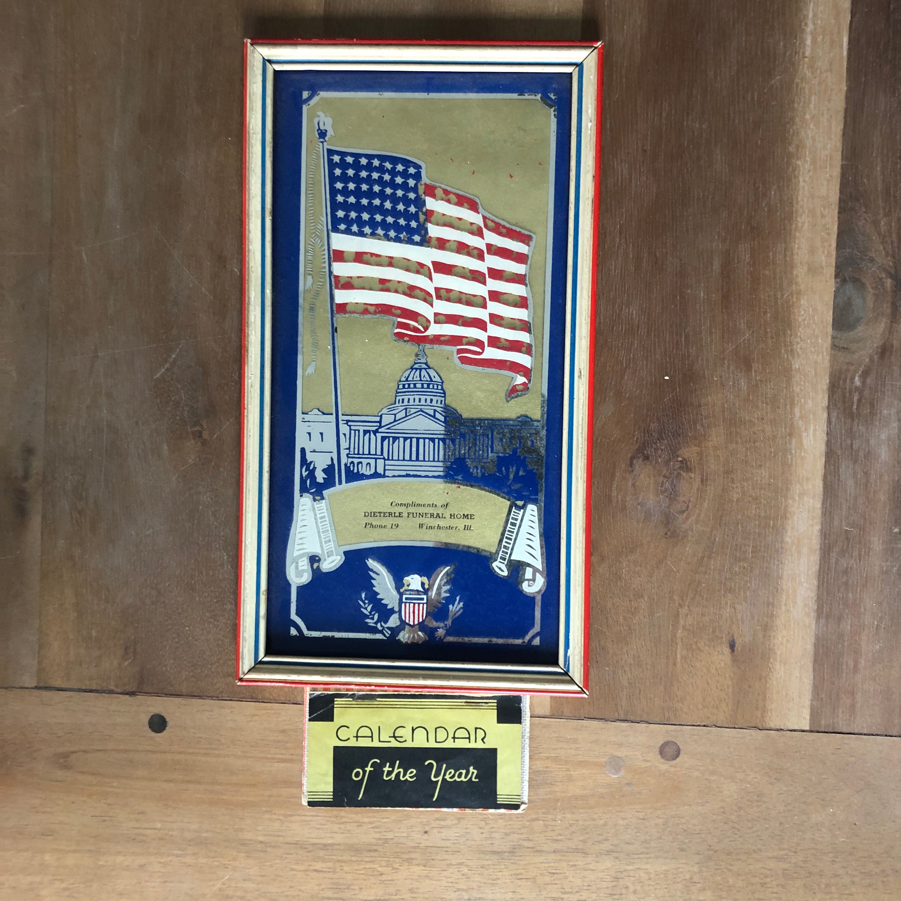 Vintage, C.1942, WW2, Patriotic Flag, Calendar, Support Our Troops ...
