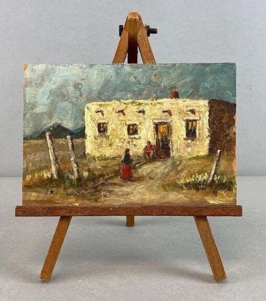 Vintage, Native American, Adobe, Oil-on-board, Signed J Star, Easel ...