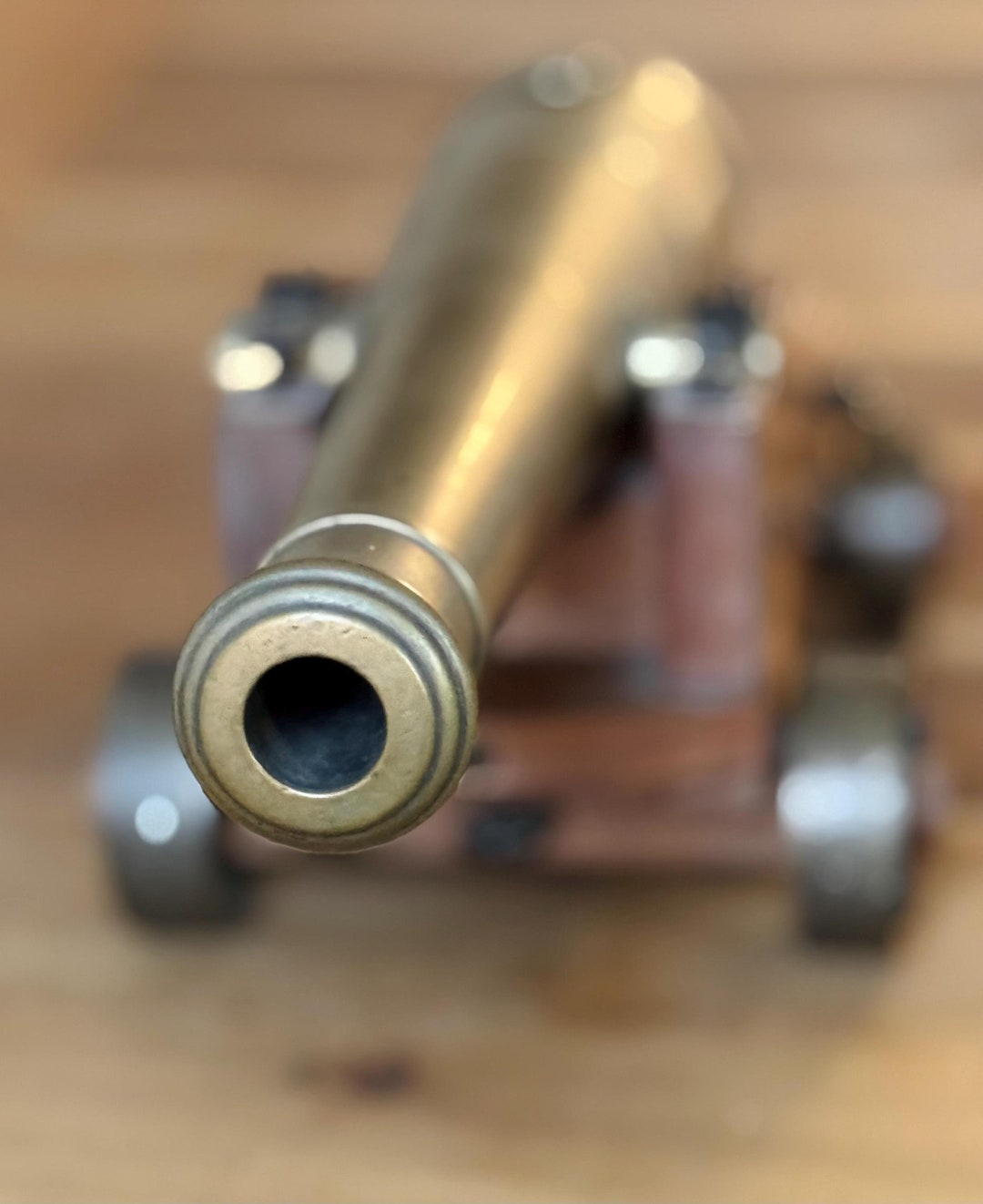 RARE, C.1700's, Model Cannon, Mahogany Carriage, 15" Solid Brass Barrel ...