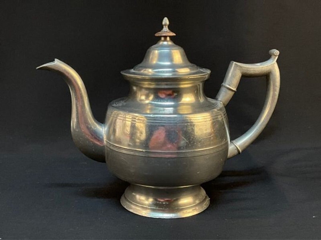 RARE, C.1821, Antique, American, Pewter, Teapot, Josiah Danforth, Early ...