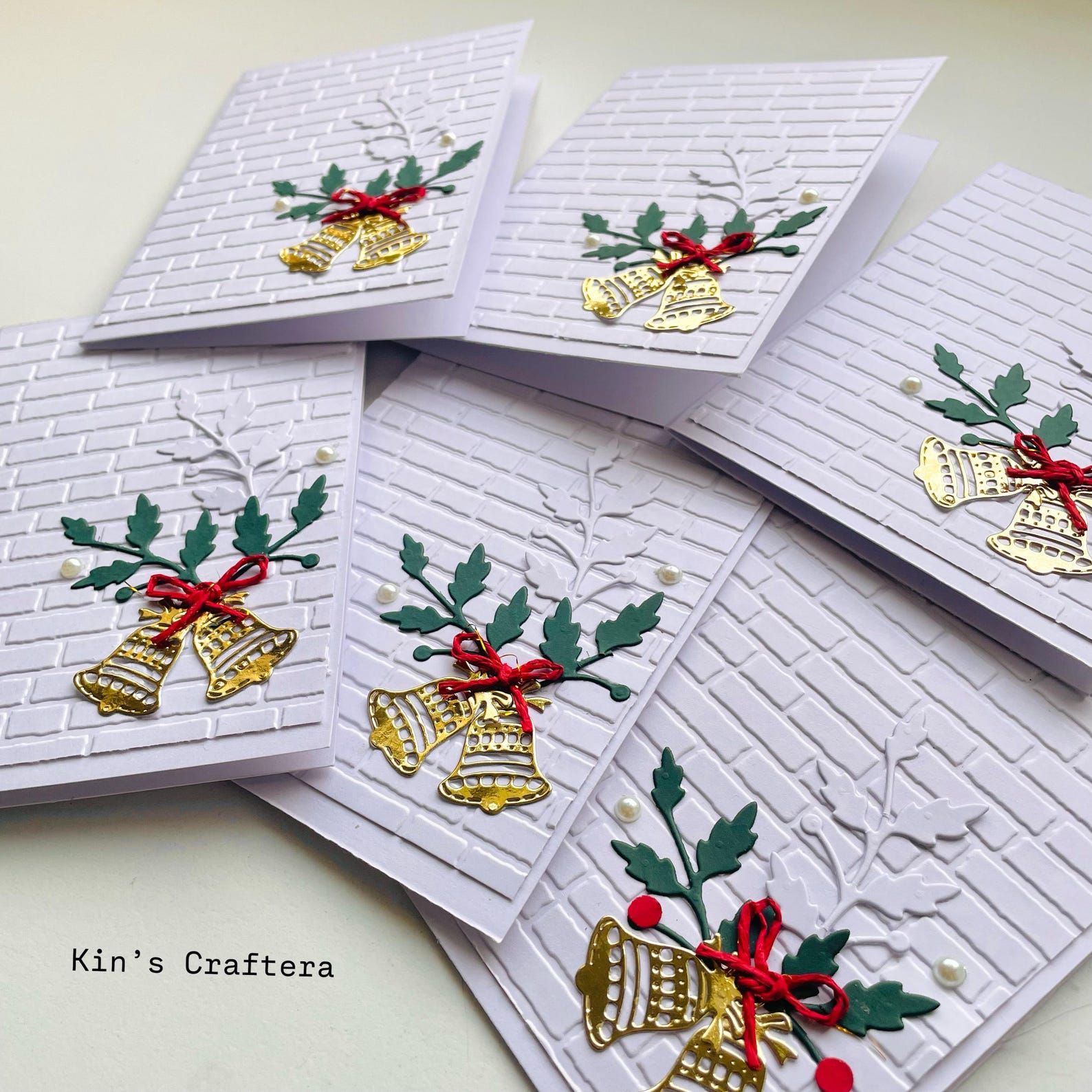 Handmade Embossed Christmas Cards: Bells & Bows - Set of 6, 9,12 - Etsy