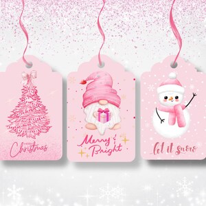 Pink Christmas Gift Tags Printable Bundle (PDF) - Etsy