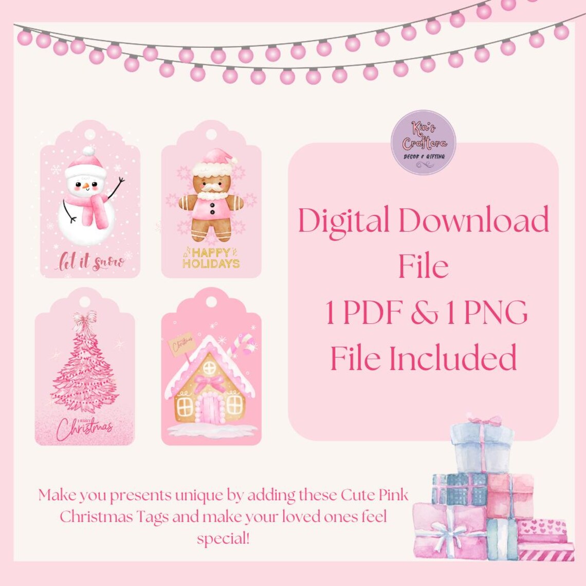 Pink Christmas Gift Tags Printable Bundle (PDF) - Etsy