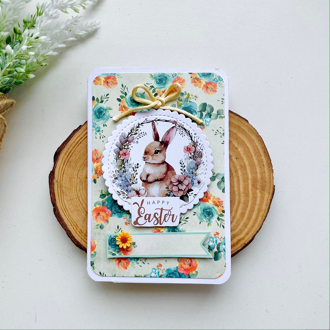 Easter Bunny Card, Happy Easter Cards, Personalised Handmade Easter Eggs Card With Envelope ...