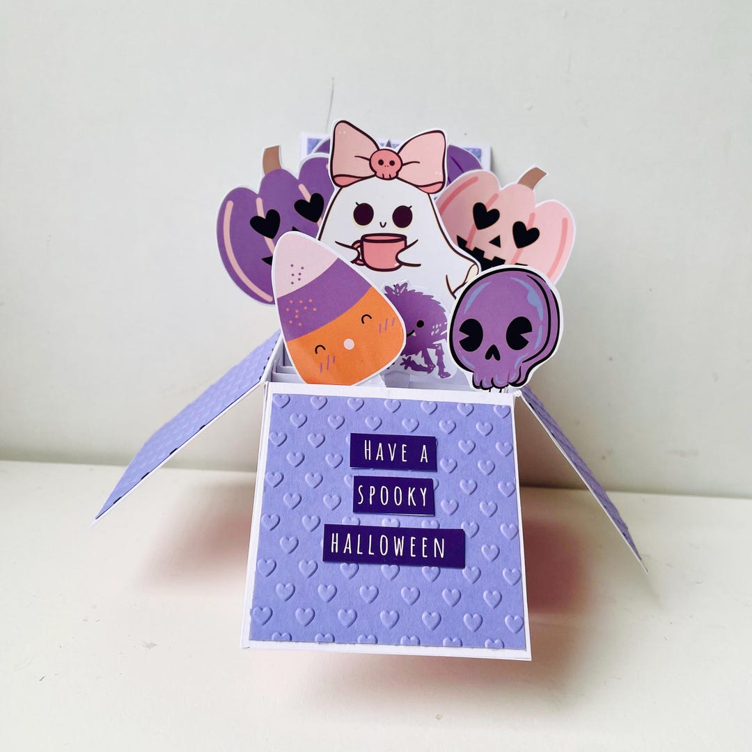 Pink Halloween 3D Pop up Card, Cute Halloween Ghost Card, Pastel Goth ...