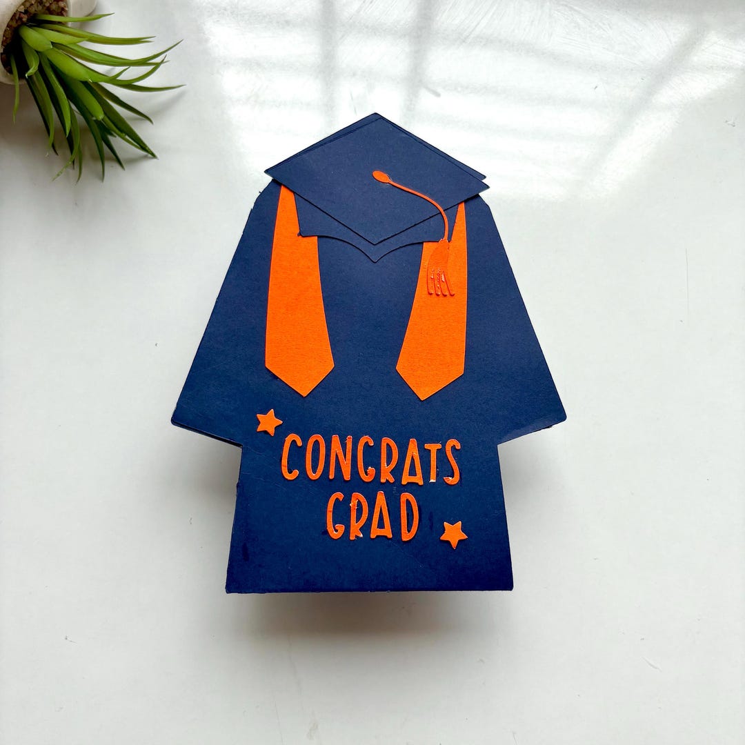 Graduation Gift Card Holder, Cap and Gown Graduation Card, Congrats ...