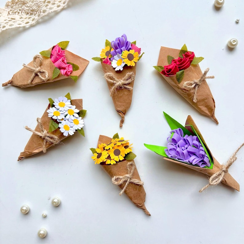 Mini Paper Flower Bouquet Favors : Wedding, Shower & Mother's Day Set ...
