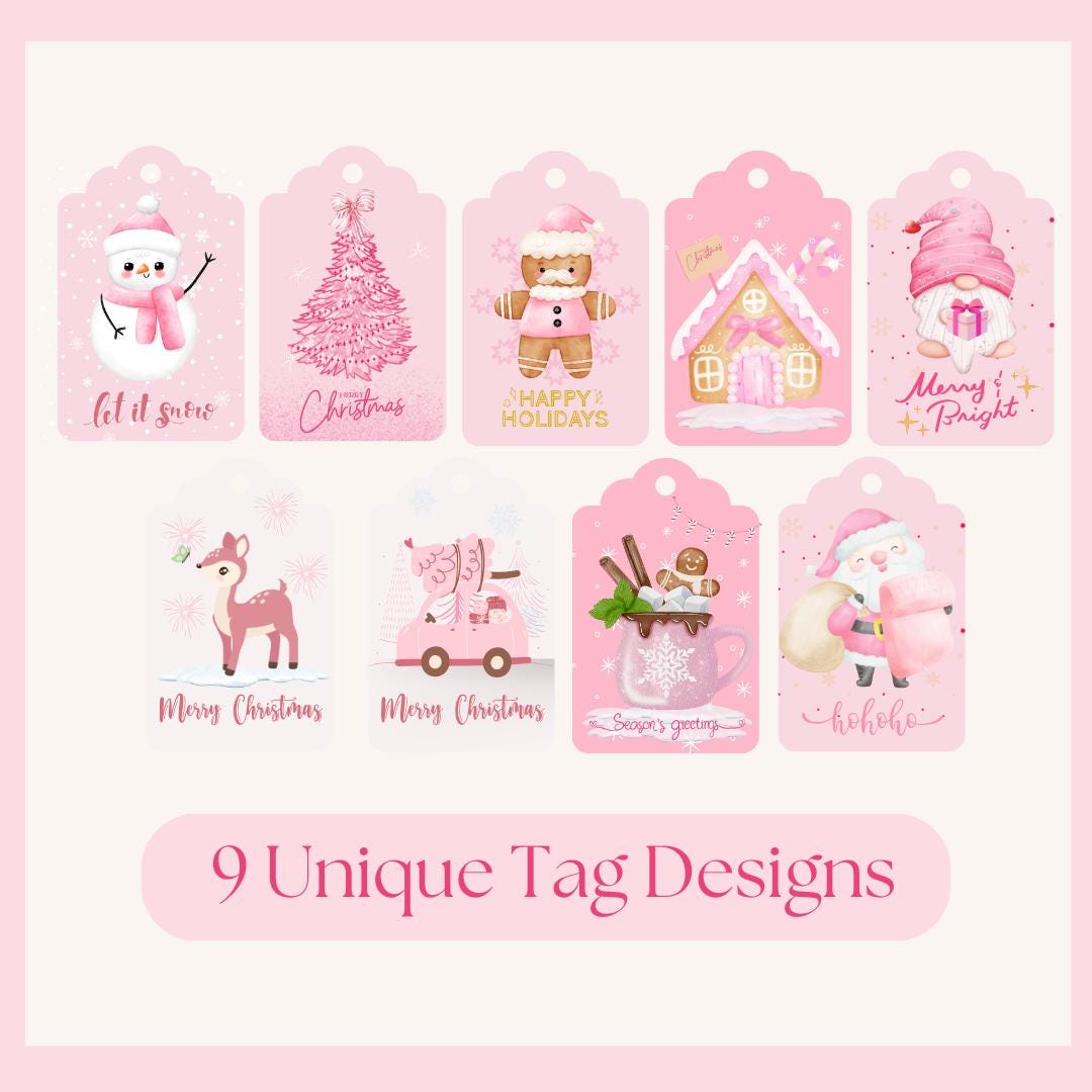 Pink Christmas Gift Tags Printable Bundle (PDF) - Etsy