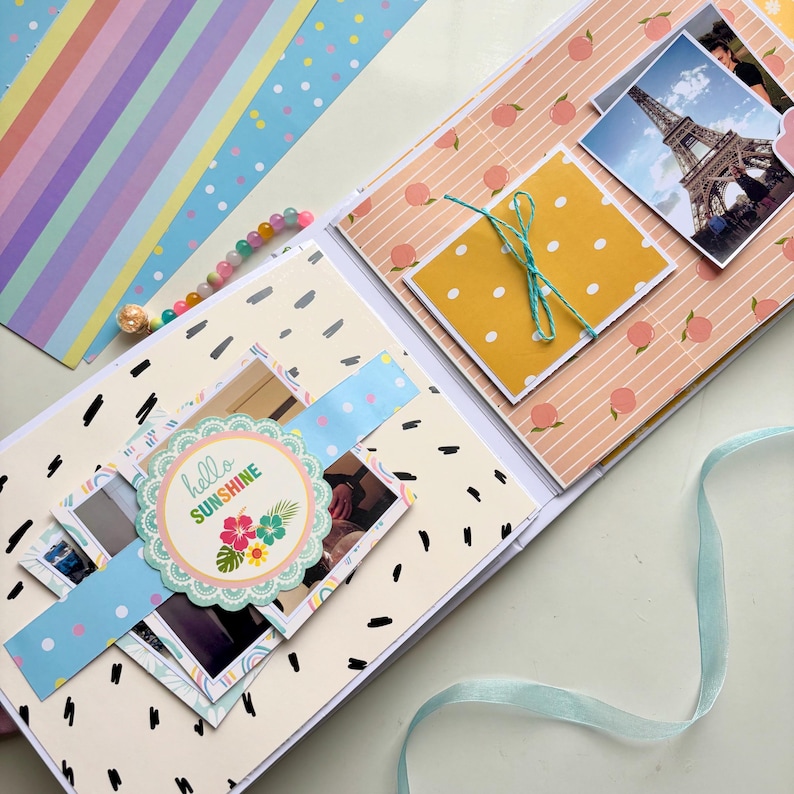Personalized Rainbow Scrapbook Photo Album: Handmade Keepsake Memory ...
