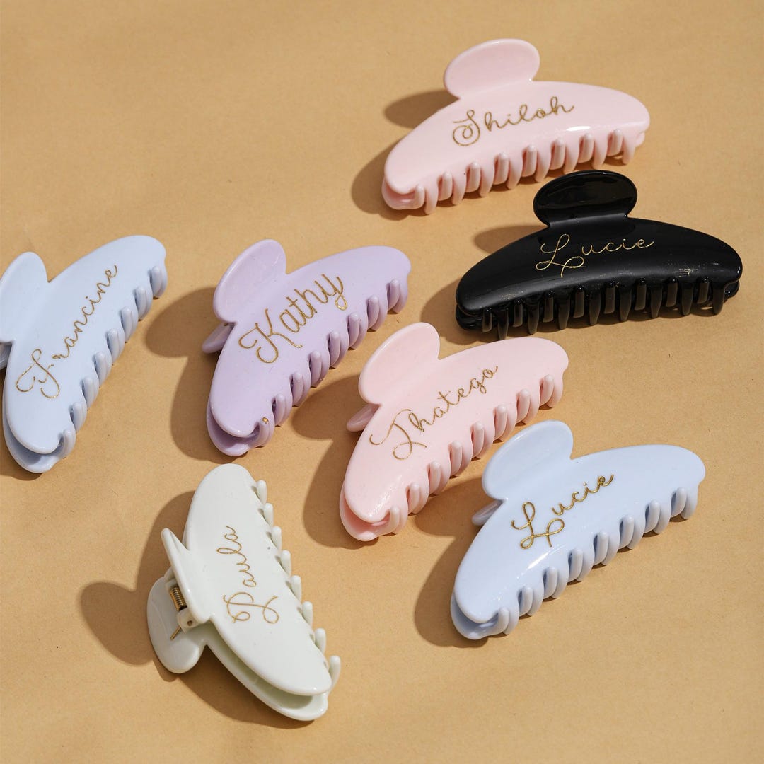 Personalized Hair Claw Clip, Engraved Customized Name Claw Clip, Custom ...