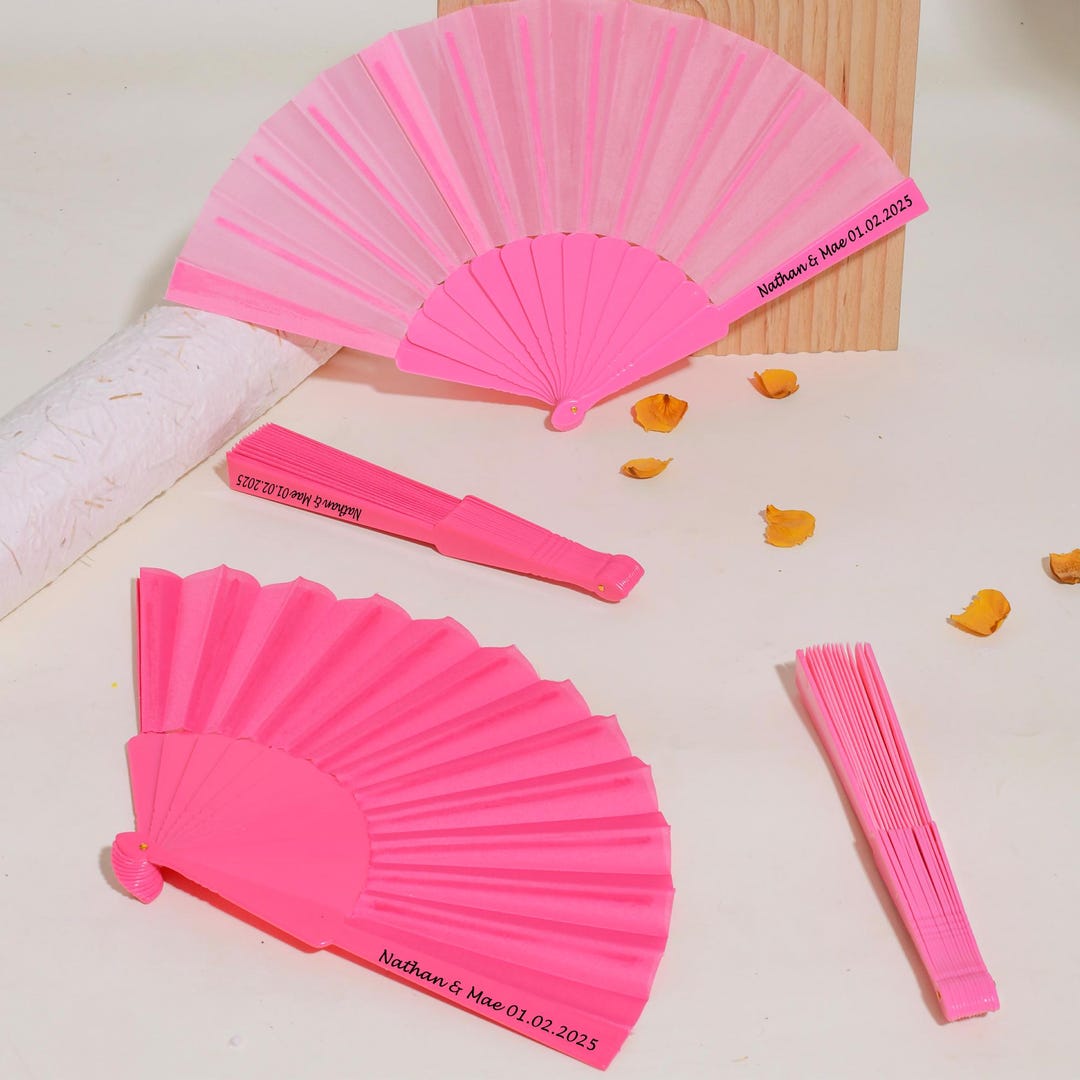 Personalised Pink Hand Fan, Hen Party Fan, Bridal Party Favours for Hen ...