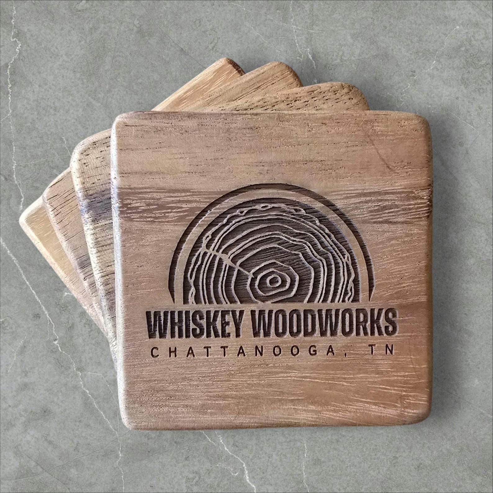 Custom Engraved Walnut Coasters - Wooden Coasters - Coaster Set ...
