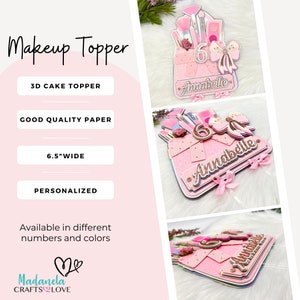 Makeup Cake Topper, Makeup Party Decorations, Spa Cake Topper, Glam ...