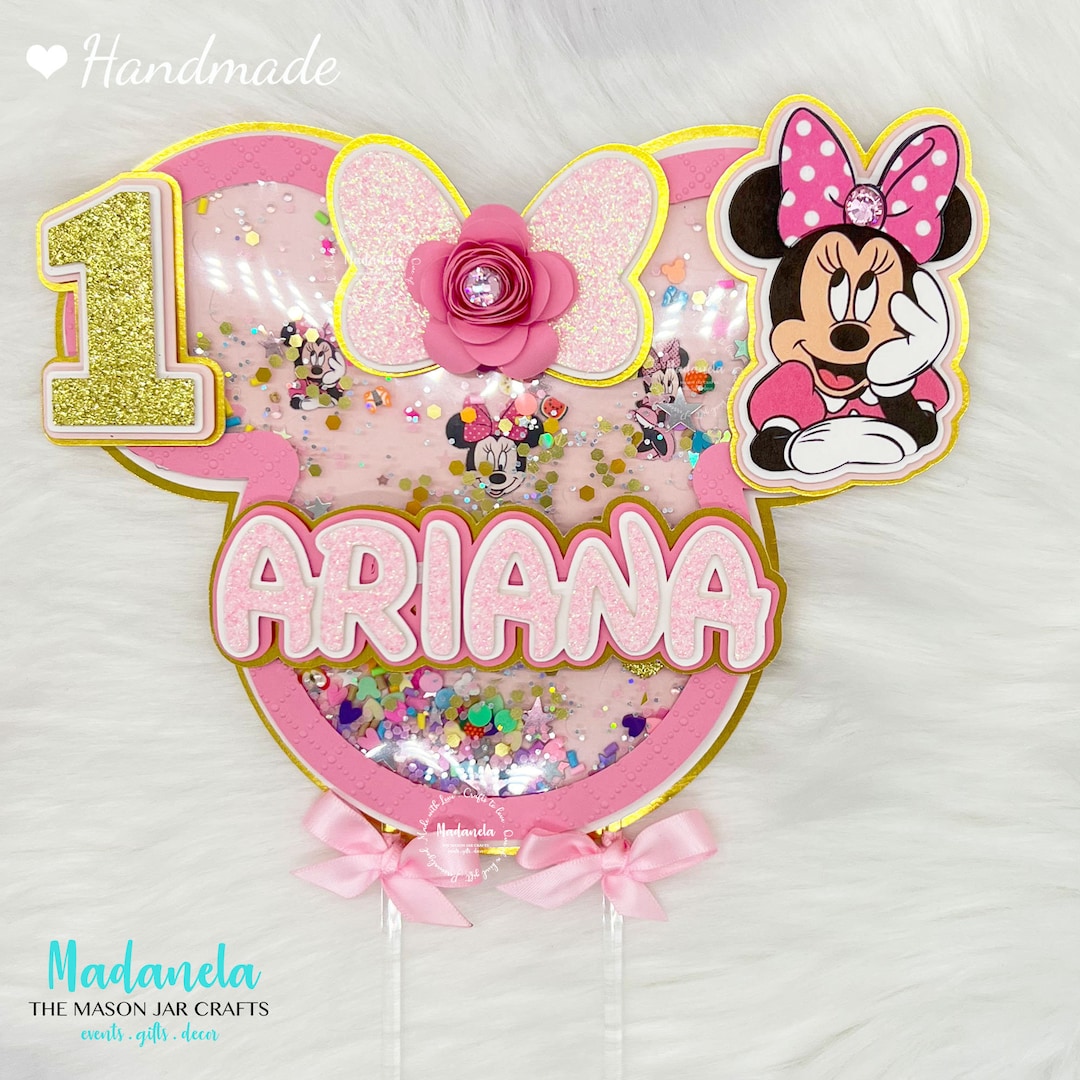 Minnie Mouse Cake Topper, Shaker Cake Topper, Minnie Cake Decorations ...