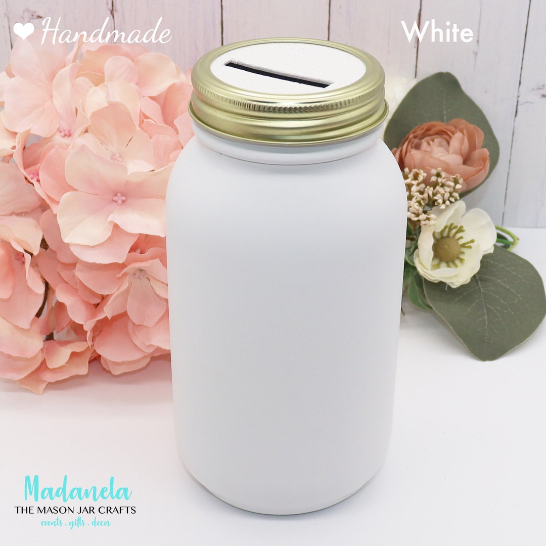 Personalized Mason Jar Piggy Bank: Handmade Savings Challenge Coin Jar ...