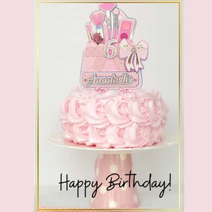 Makeup Cake Topper, Makeup Party Decorations, Spa Cake Topper, Glam ...