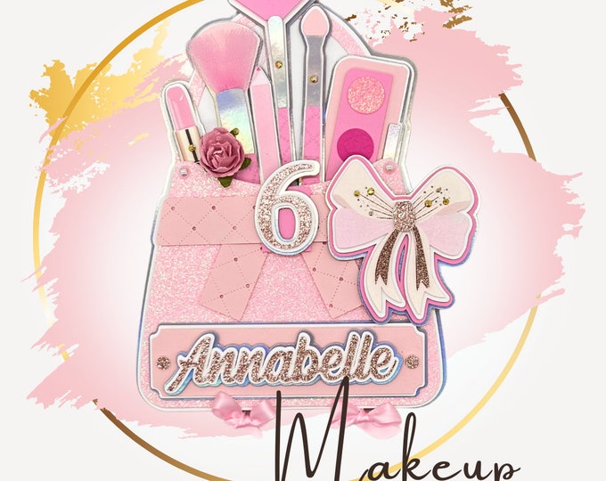 Makeup Cake Topper, Makeup Party Decorations, Spa Cake Topper, Glam ...