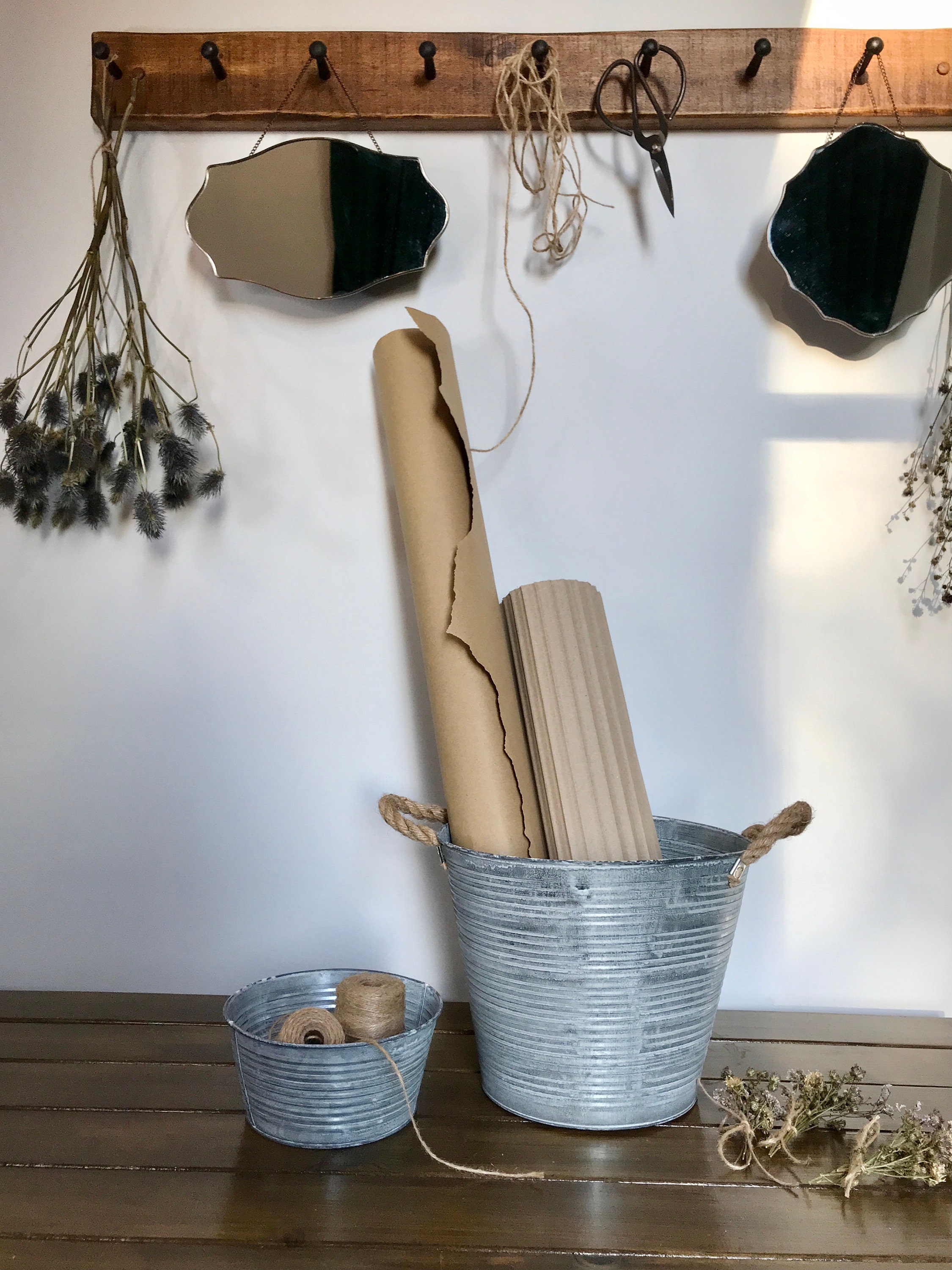 Large Rustic Ribbed Zinc Storage Bucket / Pot or Planter With - Etsy