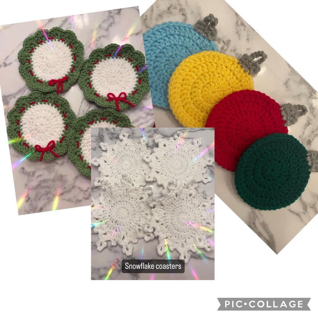 Crochet Christmas Coasters - Etsy