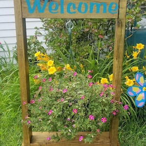 Wooden Welcome Hanging Flower Pot Holder Stand - Etsy
