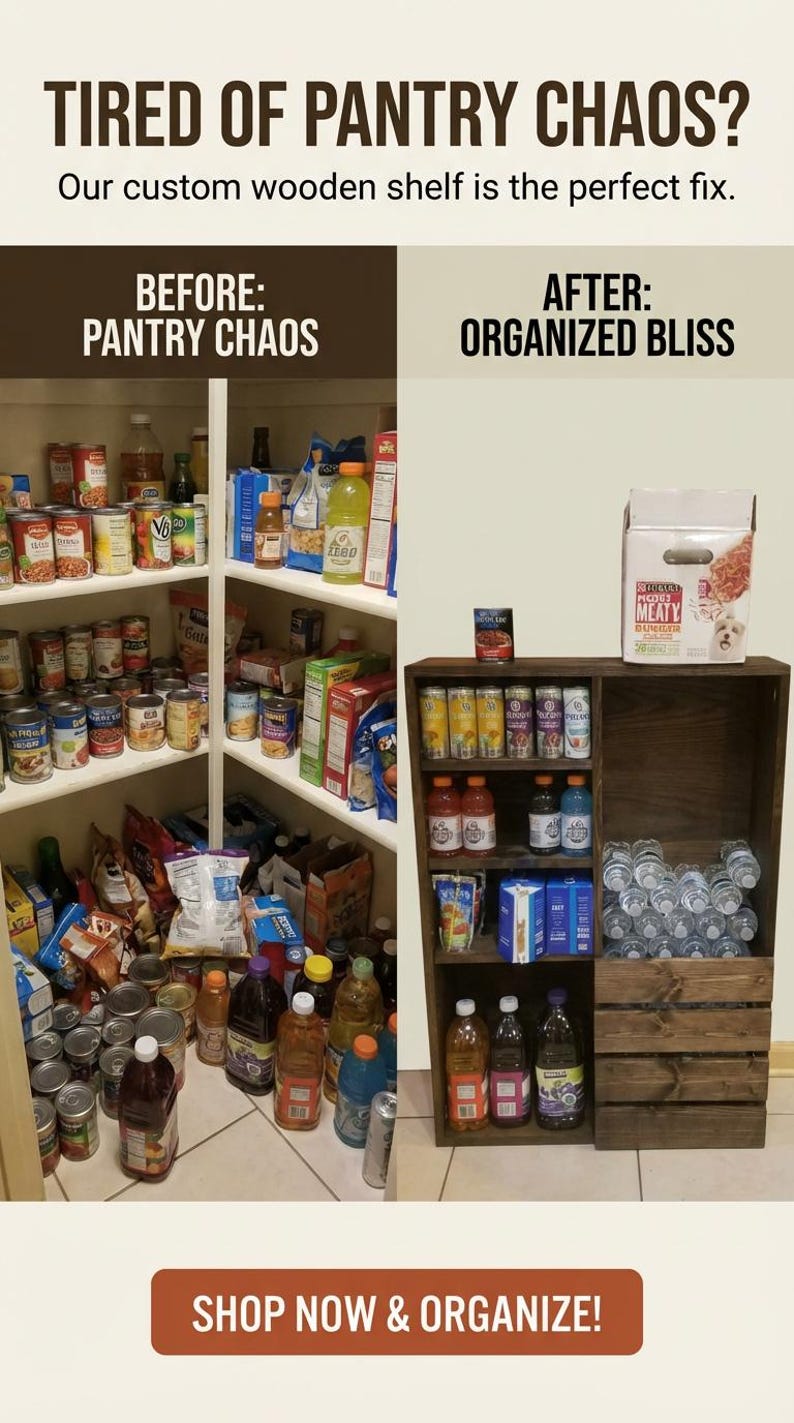 Rustic Wooden Drink Food Storage Shelf Pantry - Etsy