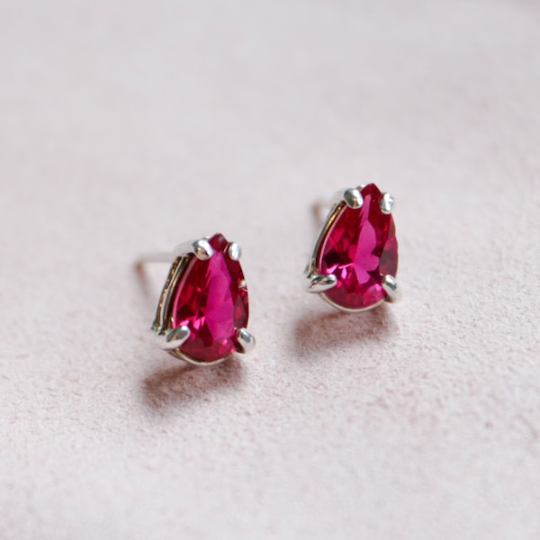 Lab Created Ruby Stud Earrings - Etsy