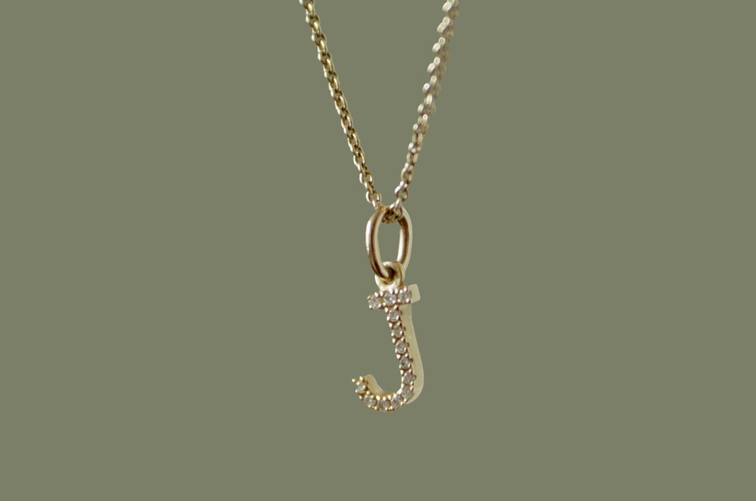 Diamond Letter Necklace With 14k Gold Gold Letter Charm Gold Letter ...
