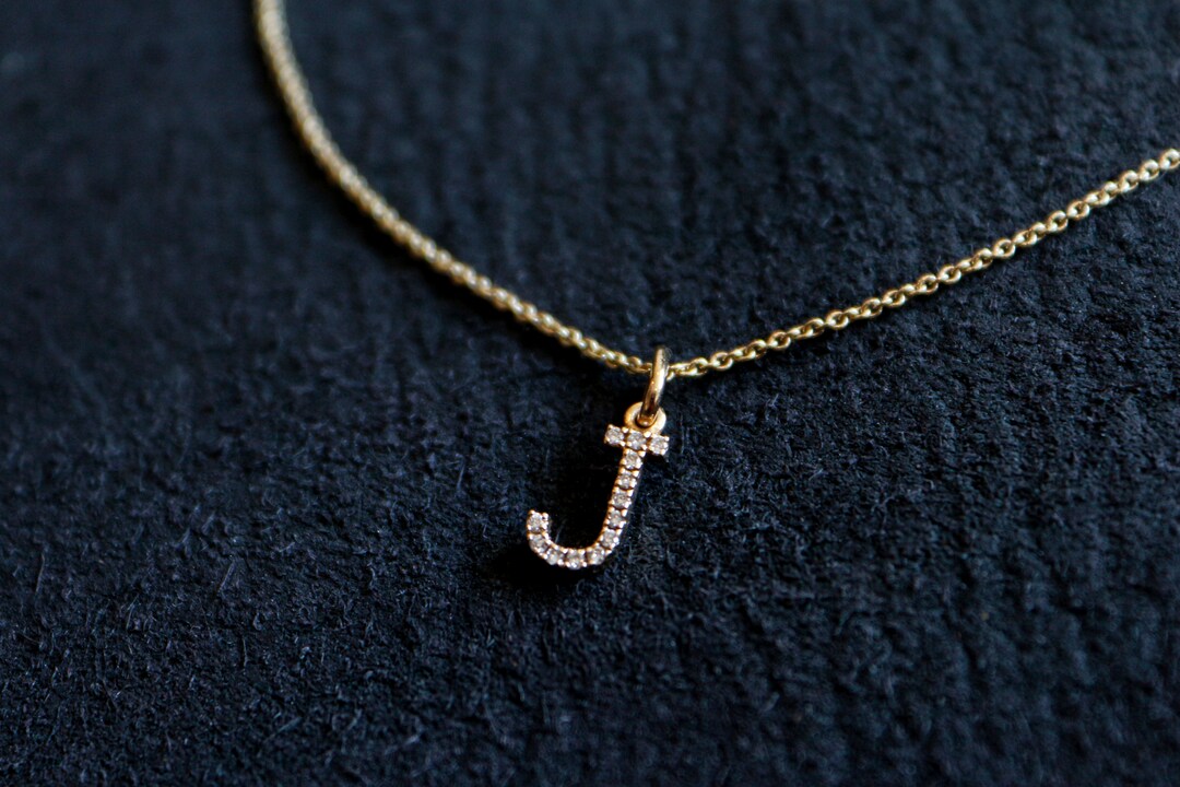 Diamond Letter Necklace With 14k Gold | Gold Letter Charm | Gold Letter ...