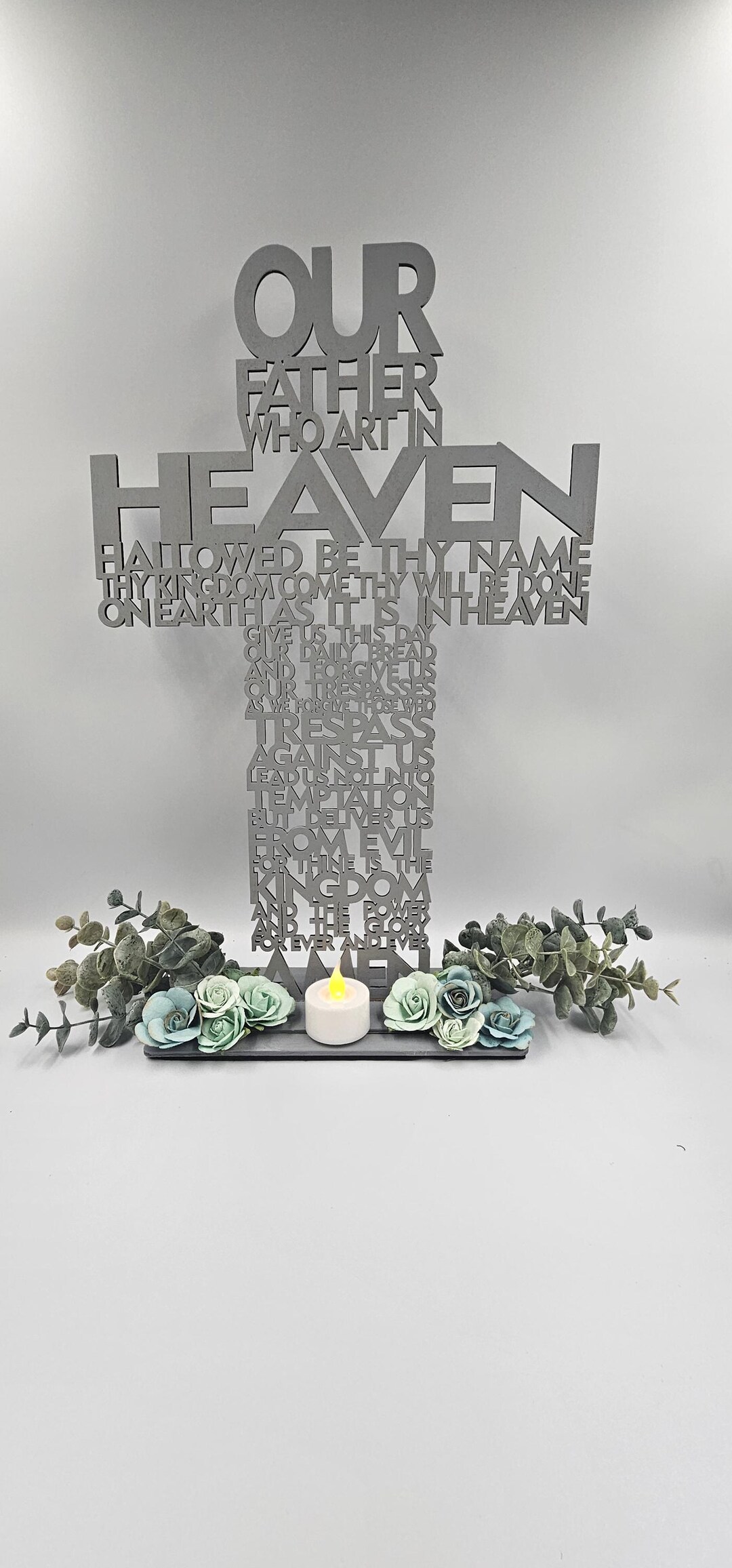 The Lords Prayer Grey Wood Cross - Etsy