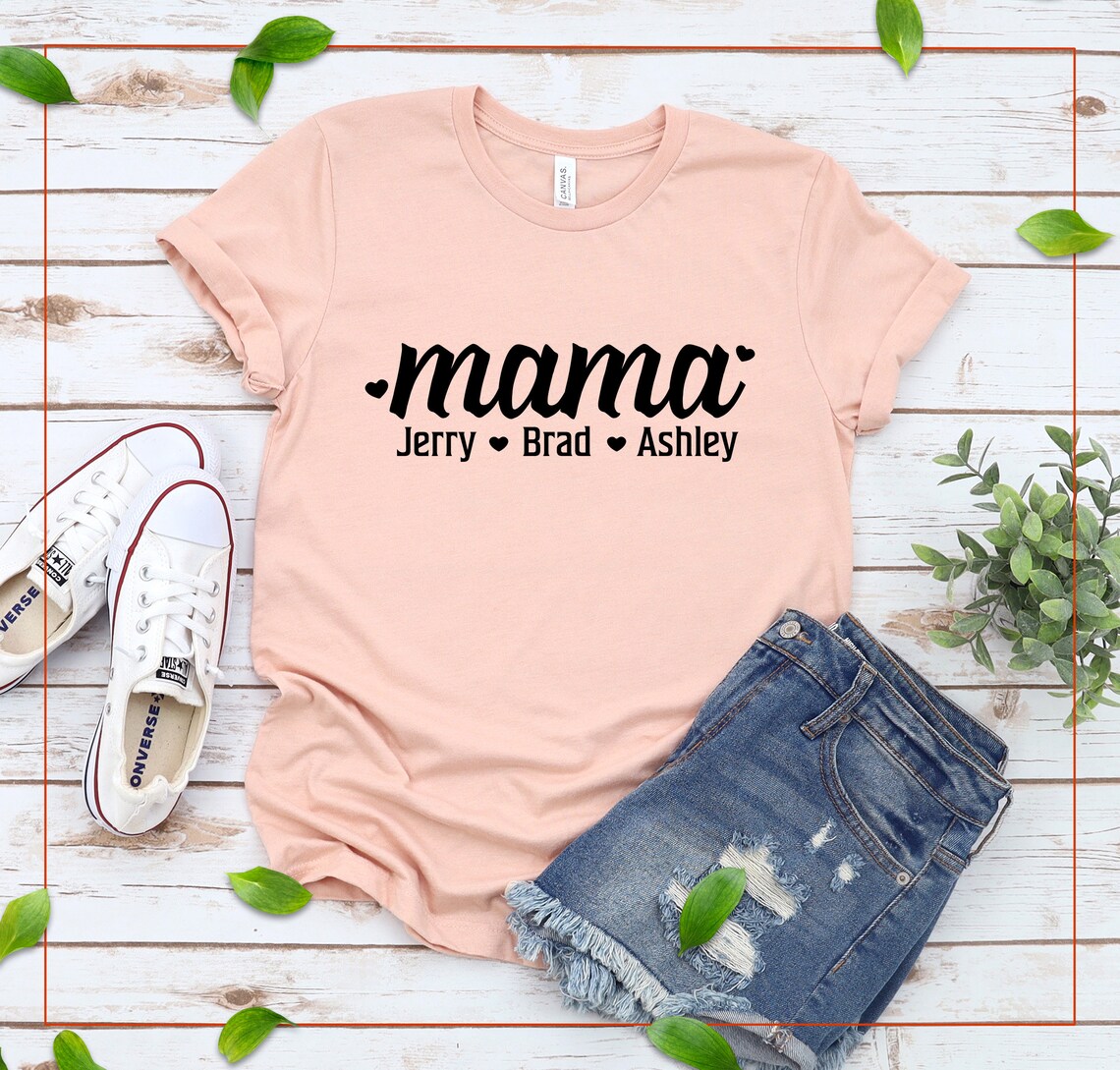 Mama Shirtmom Shirtspersonalized Mama Shirtmama Shirt With Etsy