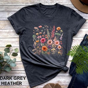Wildflowers T-shirt, Boho Cottagecore T-shirt, Botanical Floral Tee ...