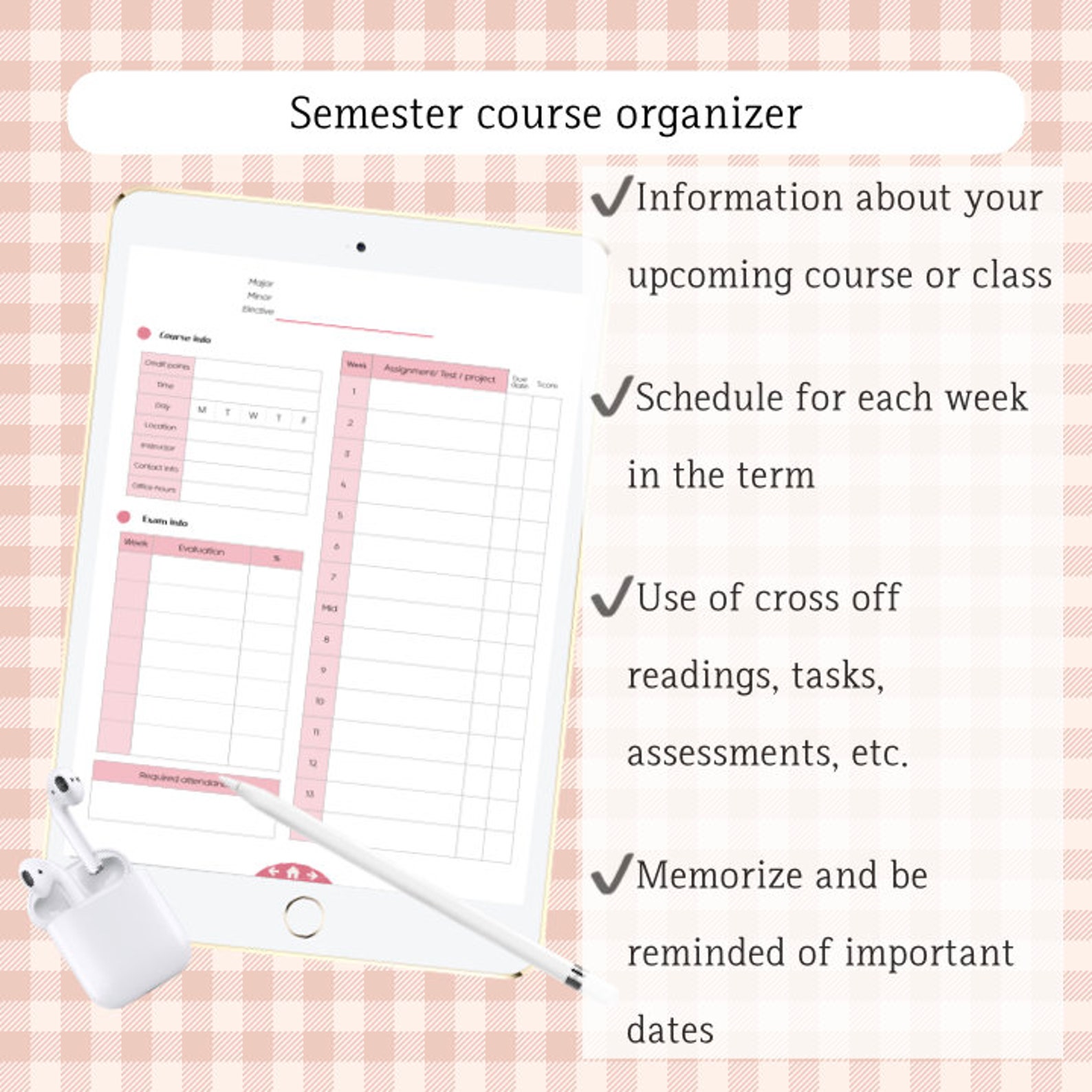 College Student Semester Planner, Academic Planner, Printable, Semester ...