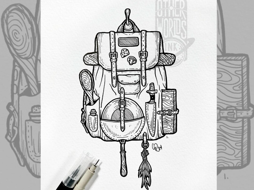 BACKPACK - Inktober 2024 Original Piece - Etsy