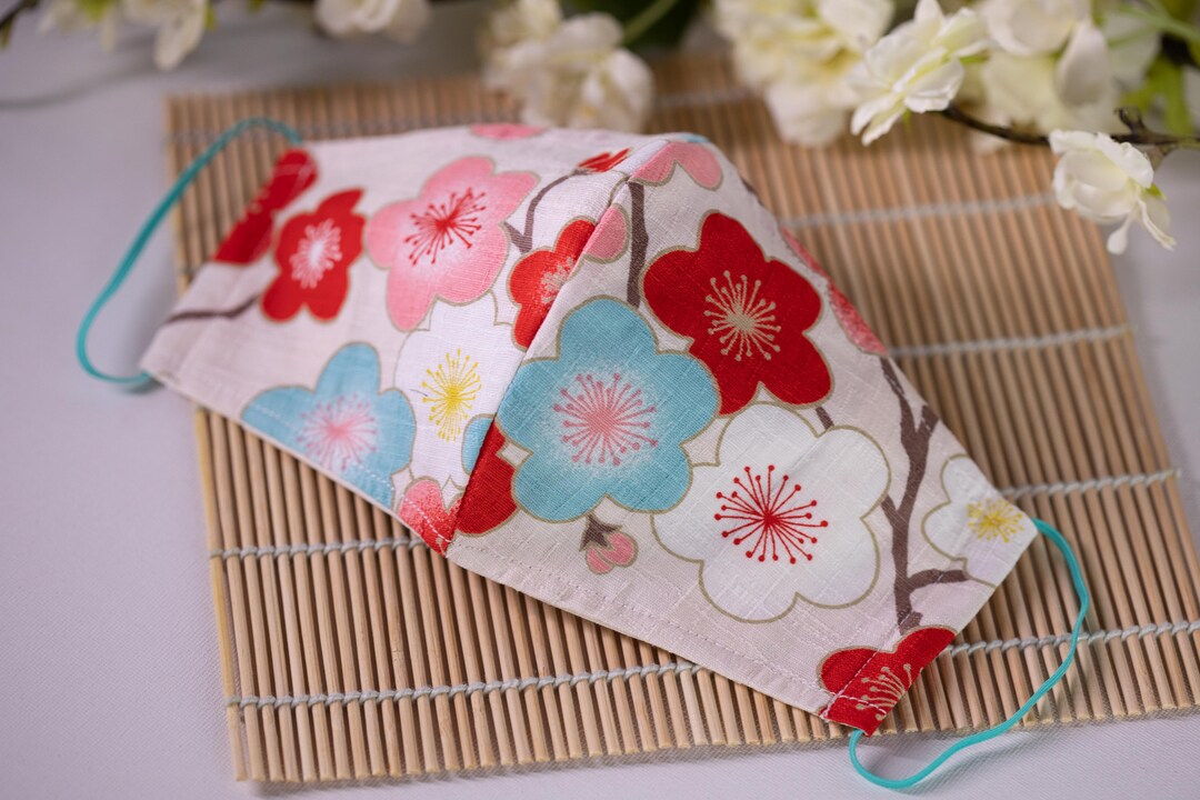 Kawaii Cherry Blossom Face Mask, 100% Cotton Filter Pocket - Etsy