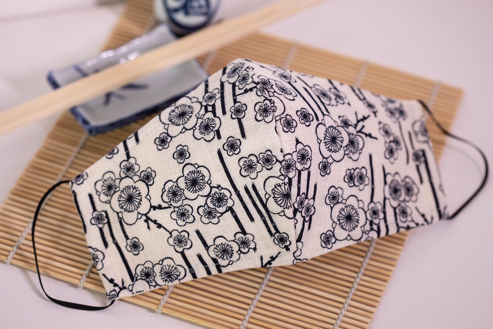 Asian Oriental Plum Blossoms Face Mask japanese Indigo - Etsy