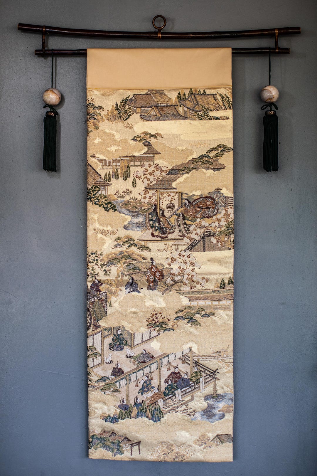 Japan Vintage Silk Obi Upcycle Wall Hanging/ Cloud Silhouette Japan ...