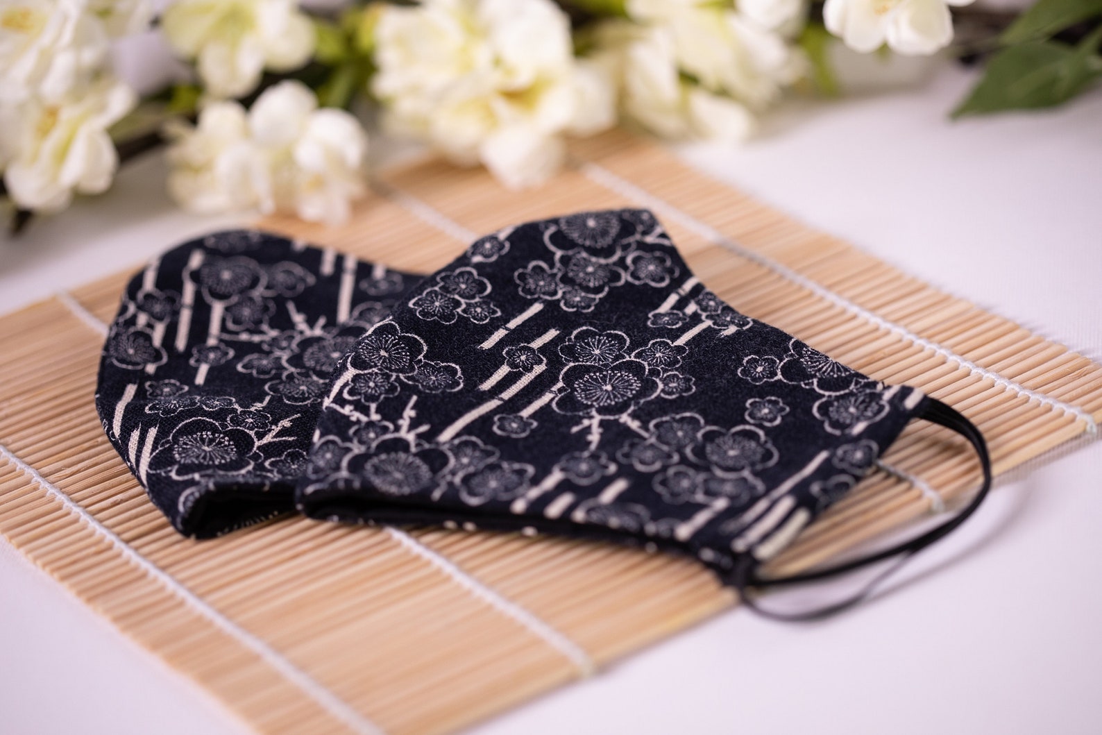 Asian Oriental Plum Blossoms Face Mask japanese Indigo | Etsy