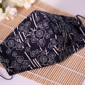Asian Oriental Plum Blossoms Face Mask (japanese Indigo Traditional ...