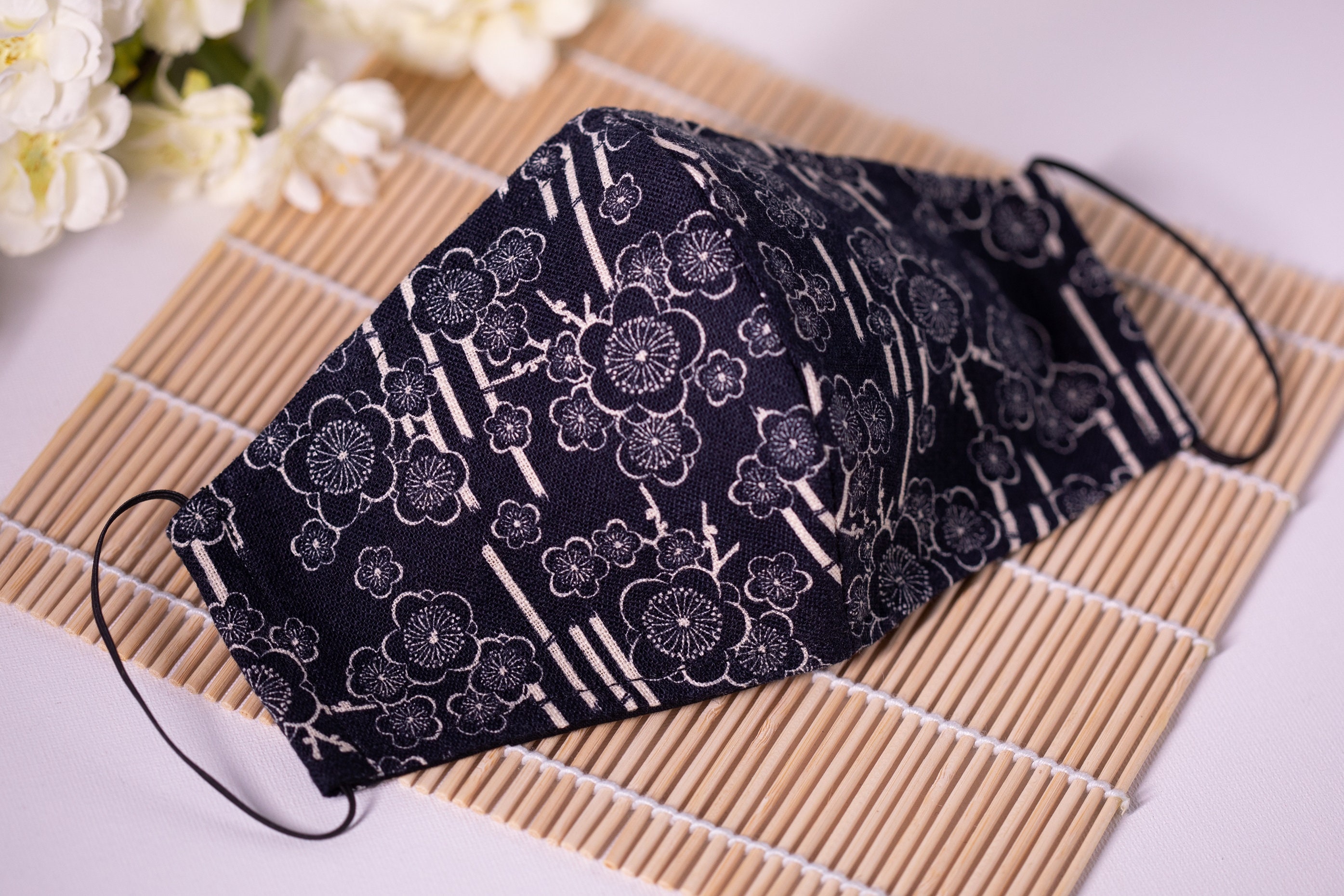 Asian Oriental Plum Blossoms Face Mask japanese Indigo - Etsy
