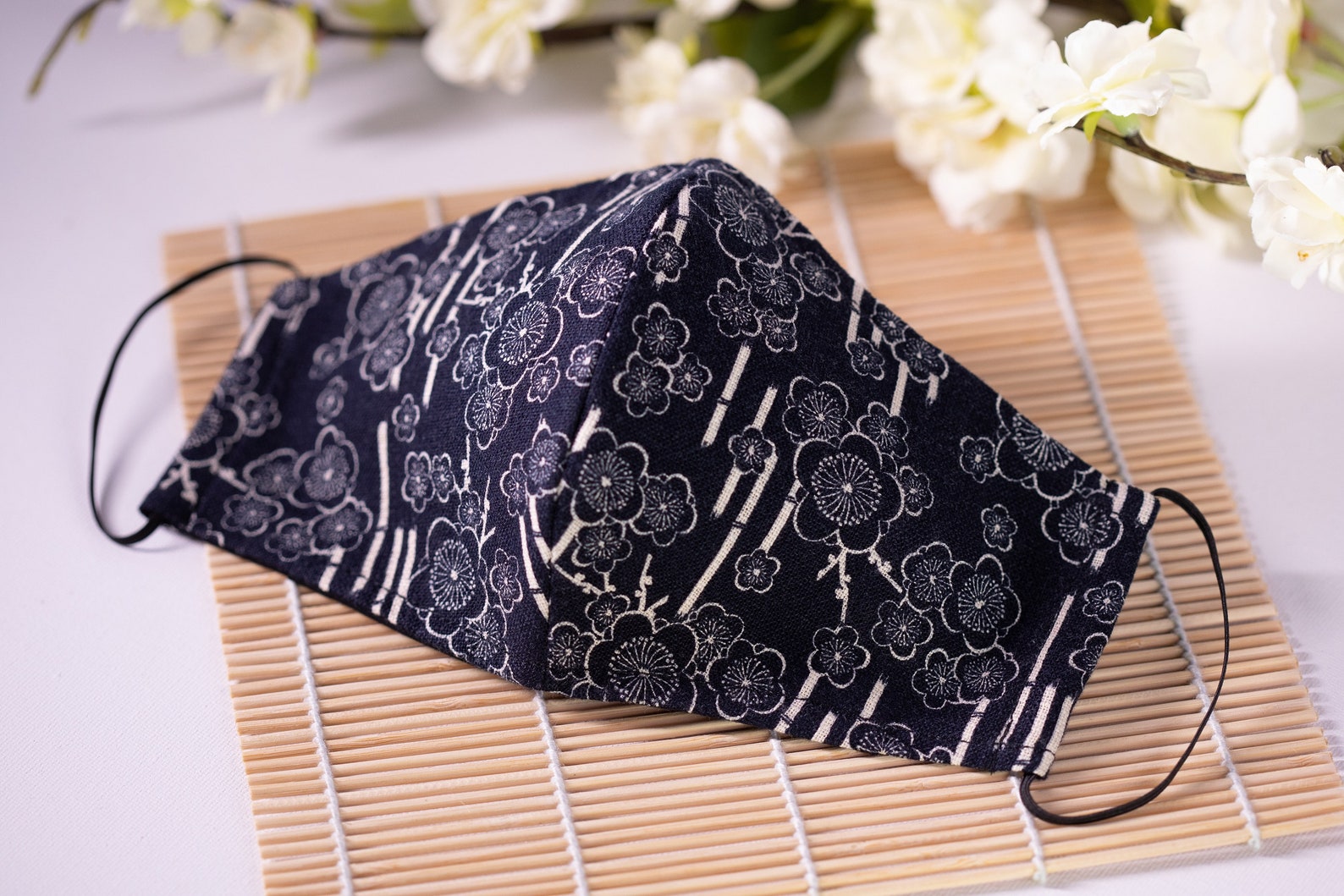 Asian Oriental Plum Blossoms Face Mask japanese Indigo | Etsy