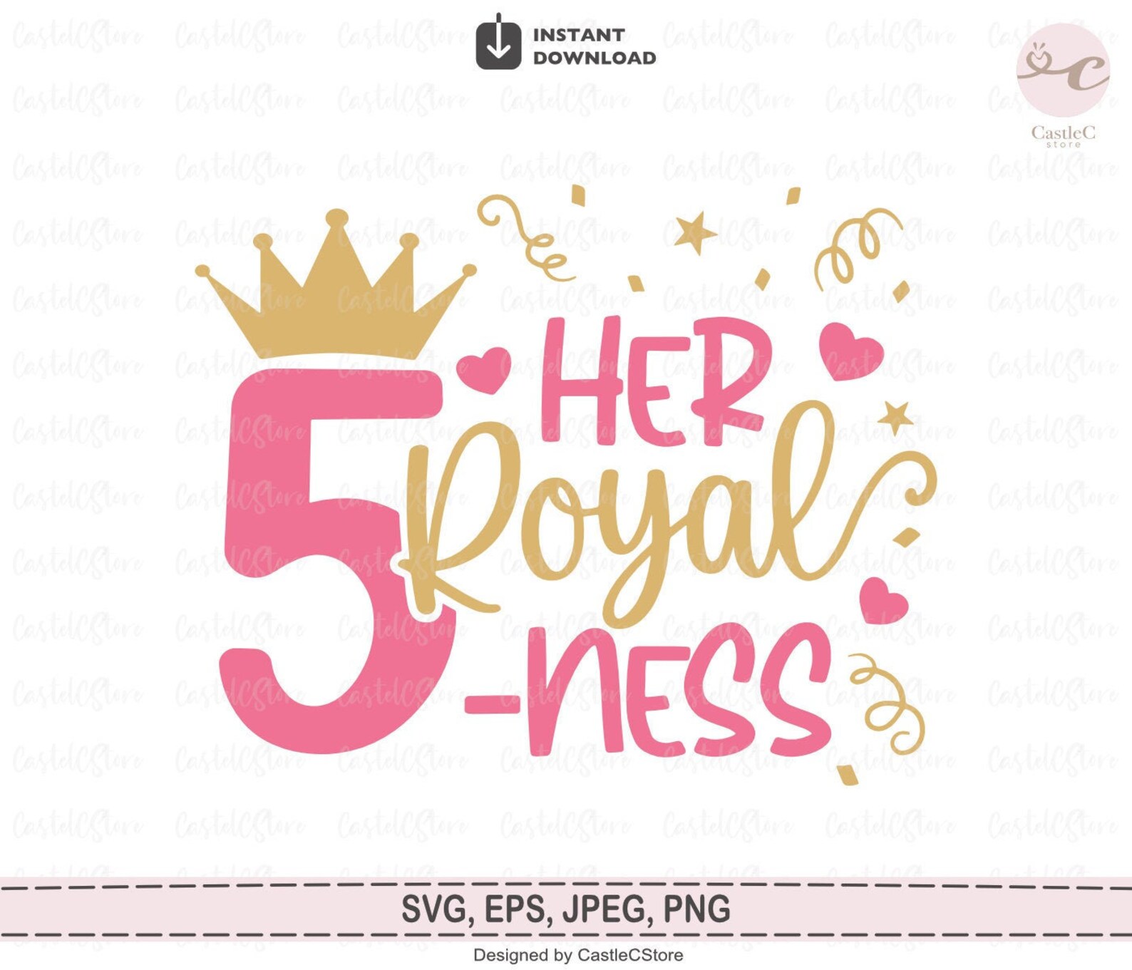 5th Birthday Svg Her Royal Fiveness Svg Fifth Birthday Svg - Etsy