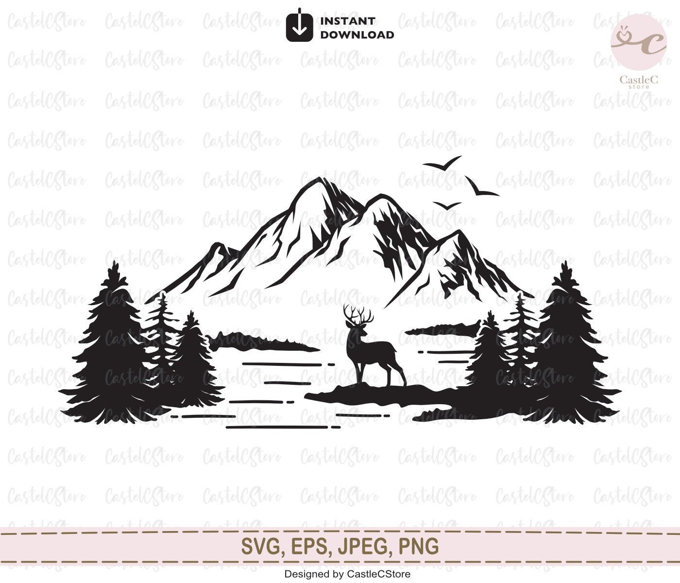Mountain Svg Mountain Scene Svg Png Forest Deer Svg Deer - Etsy Canada