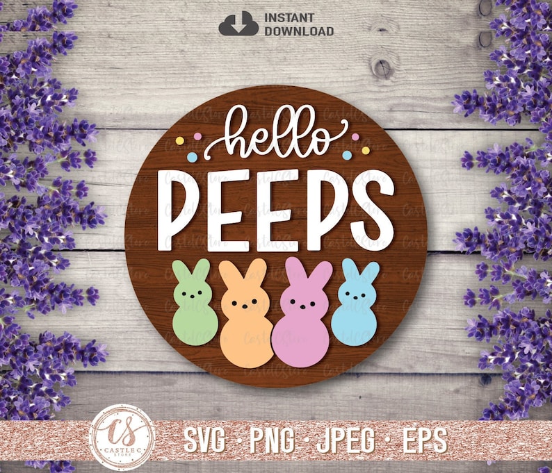 Hello Peeps Svg Easter Svg Happy Easter Welcome Spring Sign - Etsy