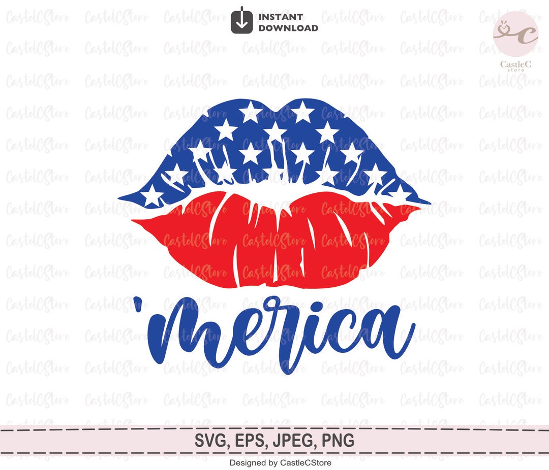 4th of July Lips Svg, Fourth of July Lips Merica USA Lips Kiss Svg Png ...