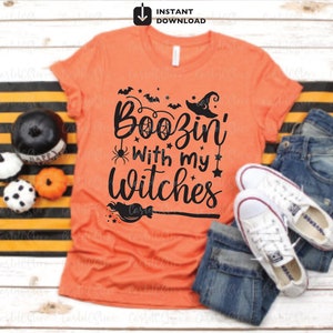 Boozing With My Witches Svg, Halloween Svg, Funny Halloween Saying Svg ...