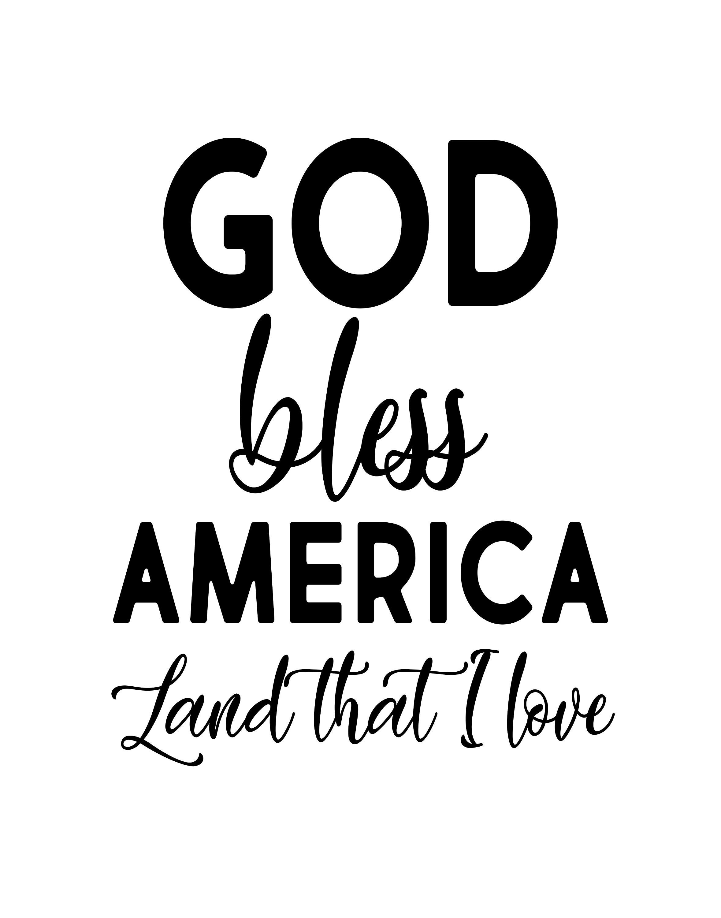 Patriotic Printable | God Bless America | 4th of July | Memorial Day ...