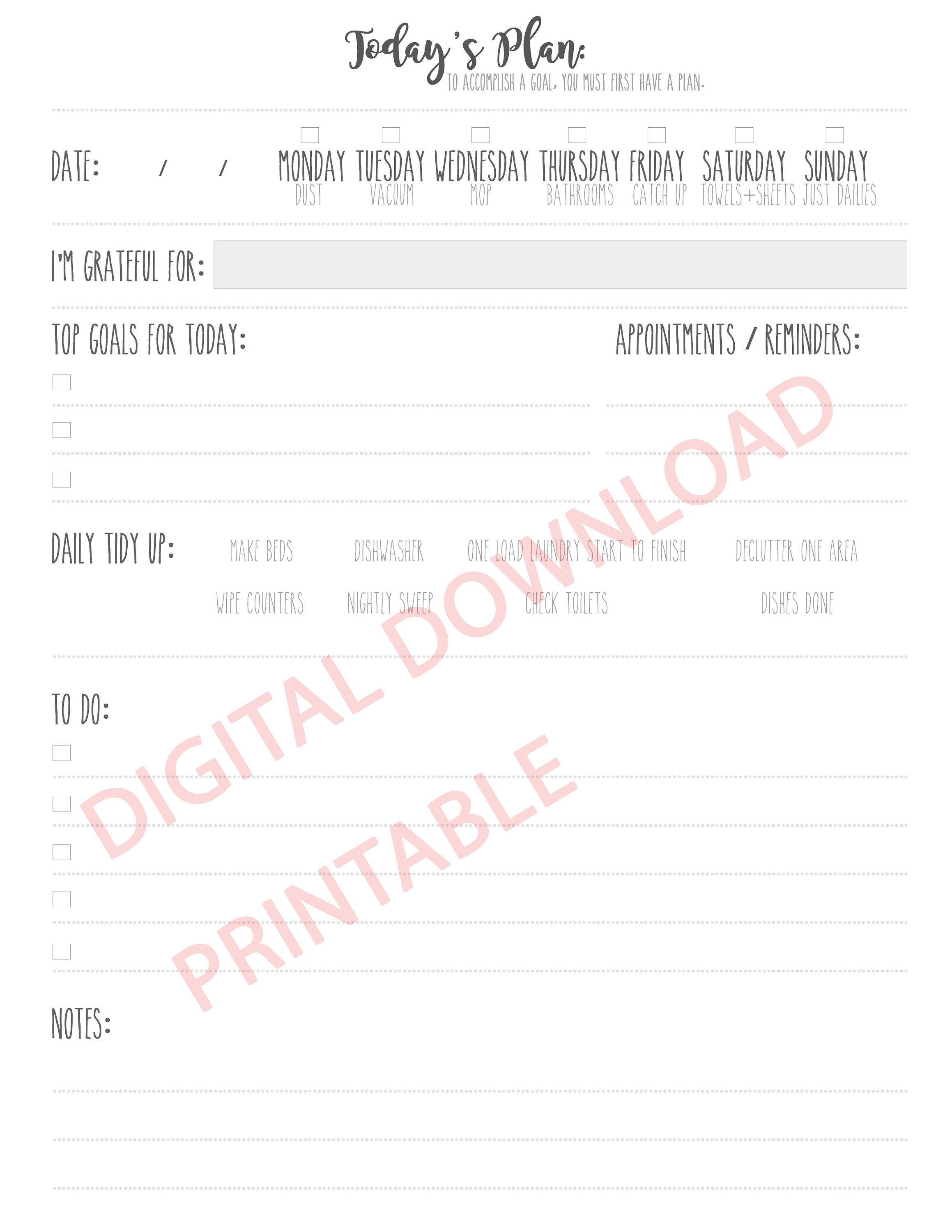 Daily Planner Printable Farmhouse Style Includes Easy Chore Routine - Etsy