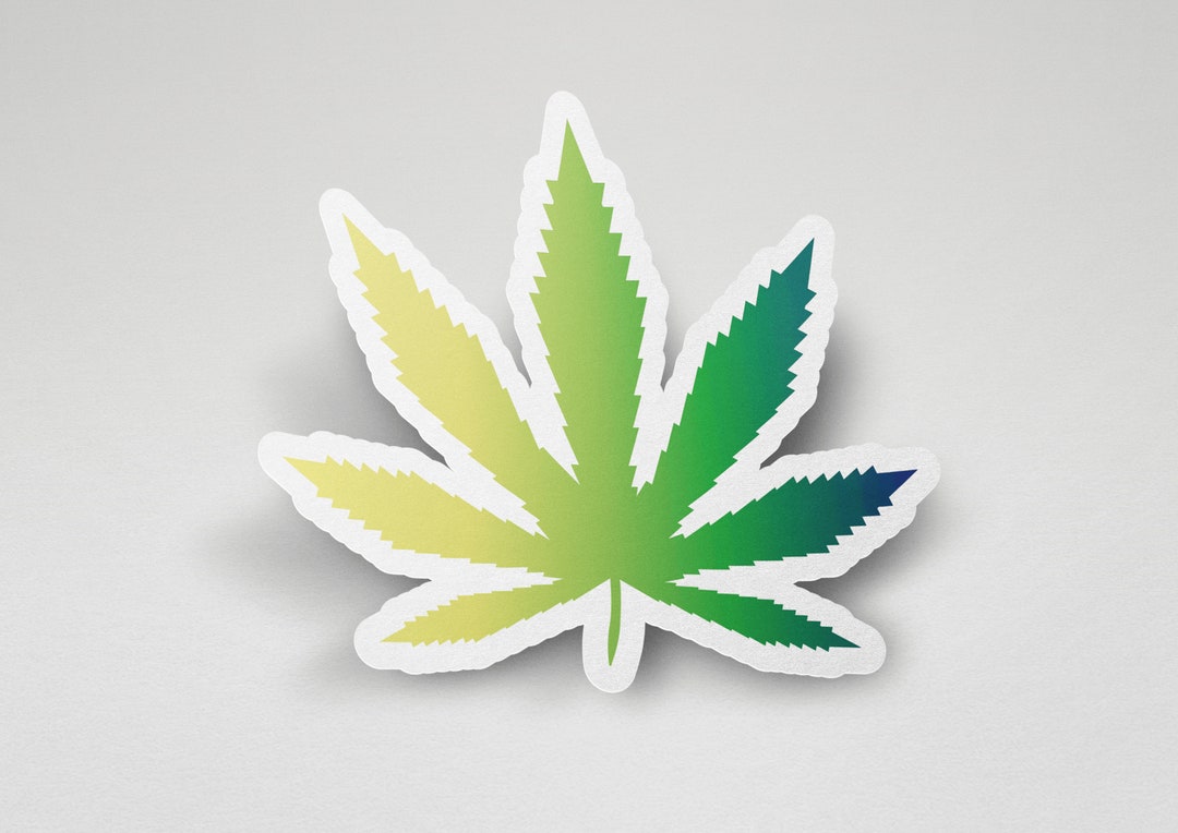 Pot Leaf Vinyl Stickers, Yellow Gradient - Rolling Tray Sticker ...