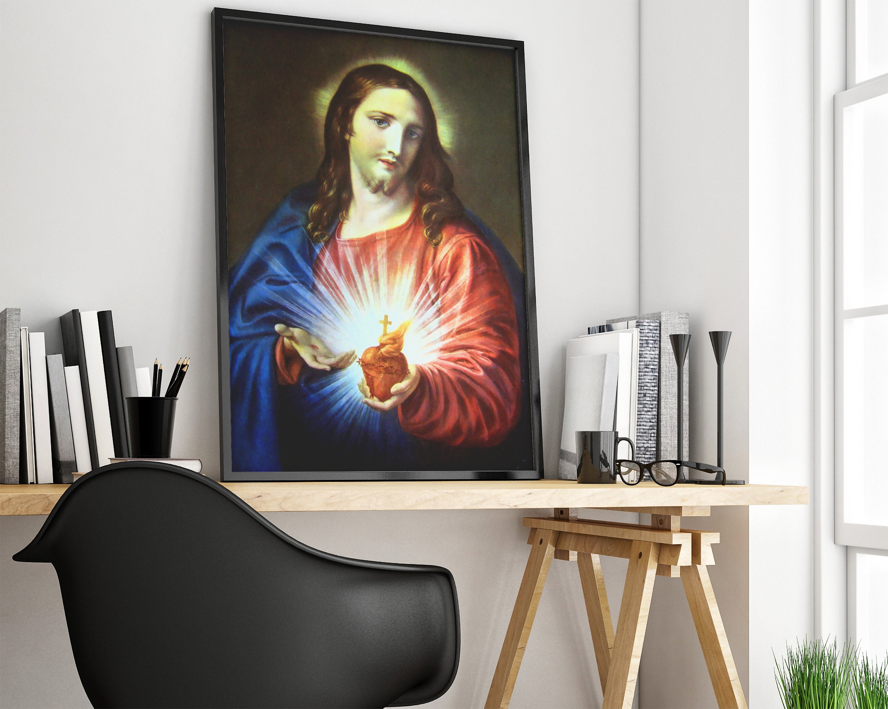 Sacred Heart of Jesus Print, Jesus Christ Poster, Jesus Painting, Jesus ...