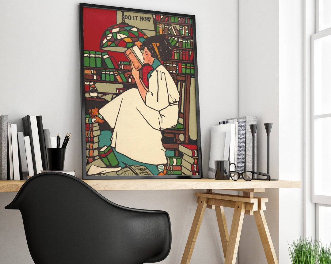 Girl Reading Poster, Library Wall Art, Sadie Wendell Mitchell, Do It ...